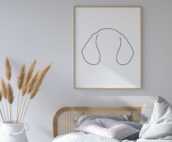 Printable Dog Ears Line Art Drawing Outline Dog Ears Wall - Etsy