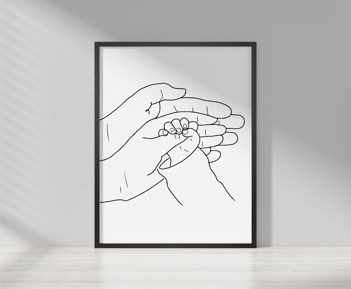 Printable Family Hands Line Drawing Family Hands Wall Art - Etsy