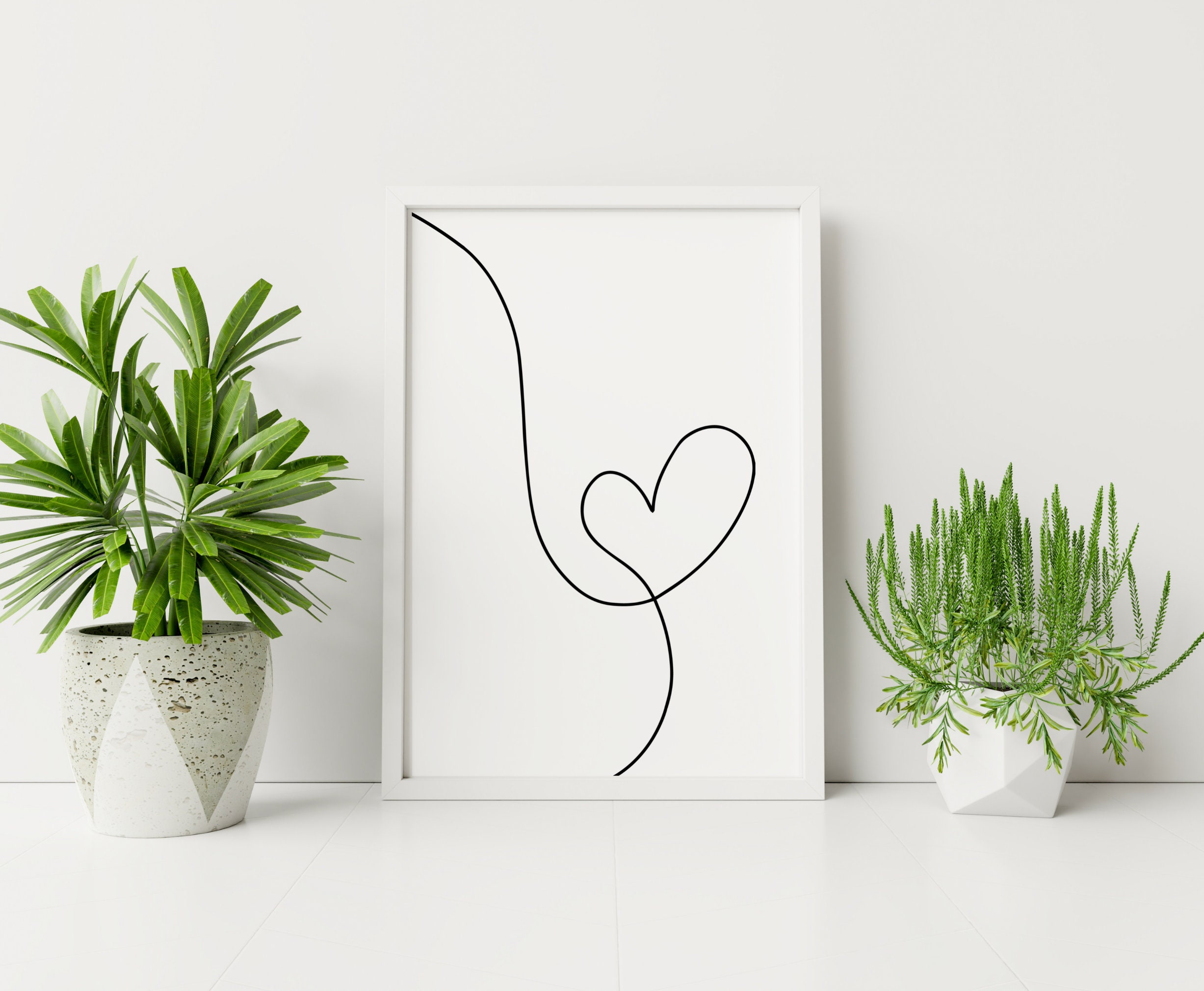 HEART Printable Wall Art Black Heart One Line Drawing Print - Etsy