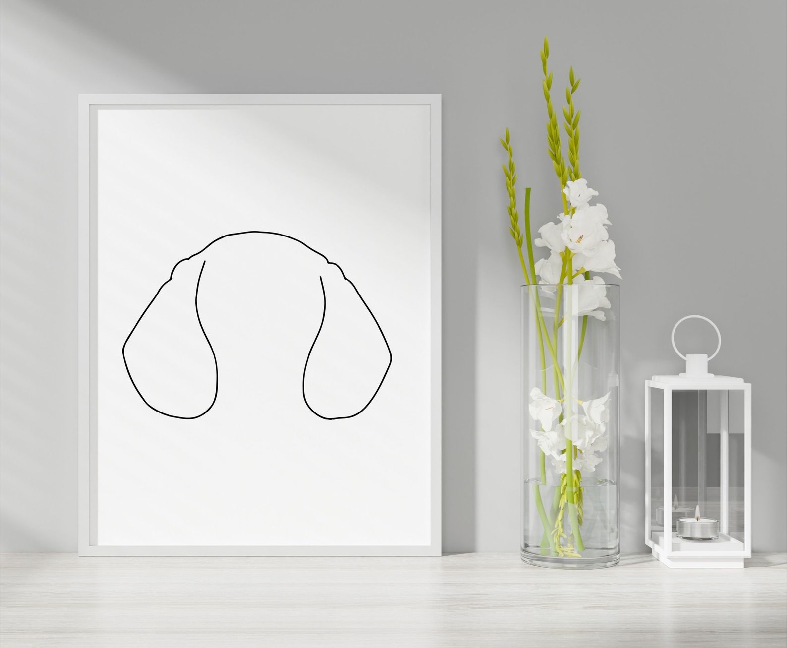 Printable Dog Ears Line Art Drawing Outline Dog Ears Wall - Etsy