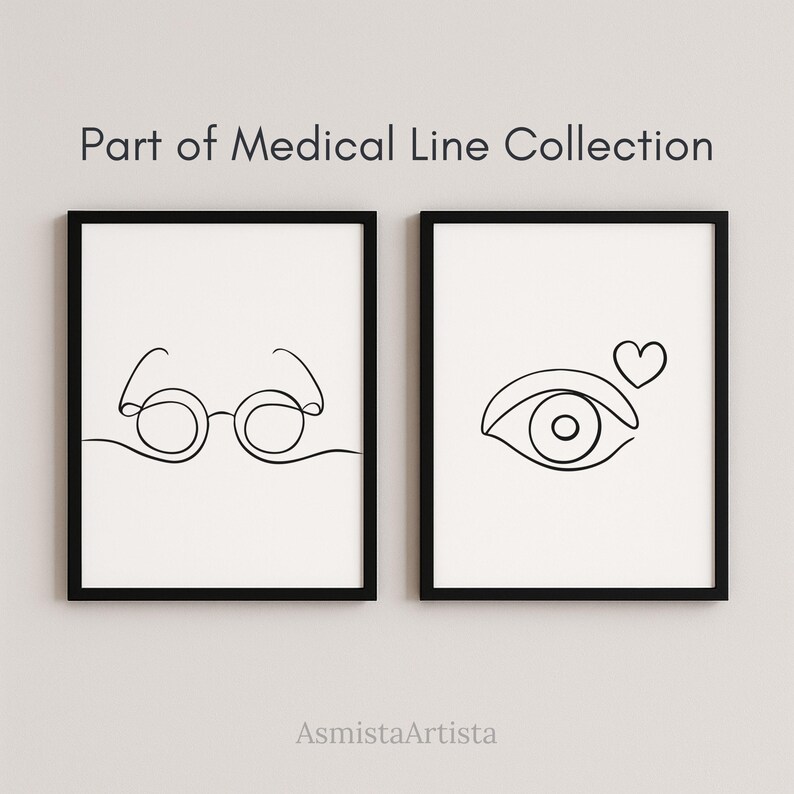 Eye With Magnifying Glass Line Art – Minimalist Ophthalmology Wall Art ...