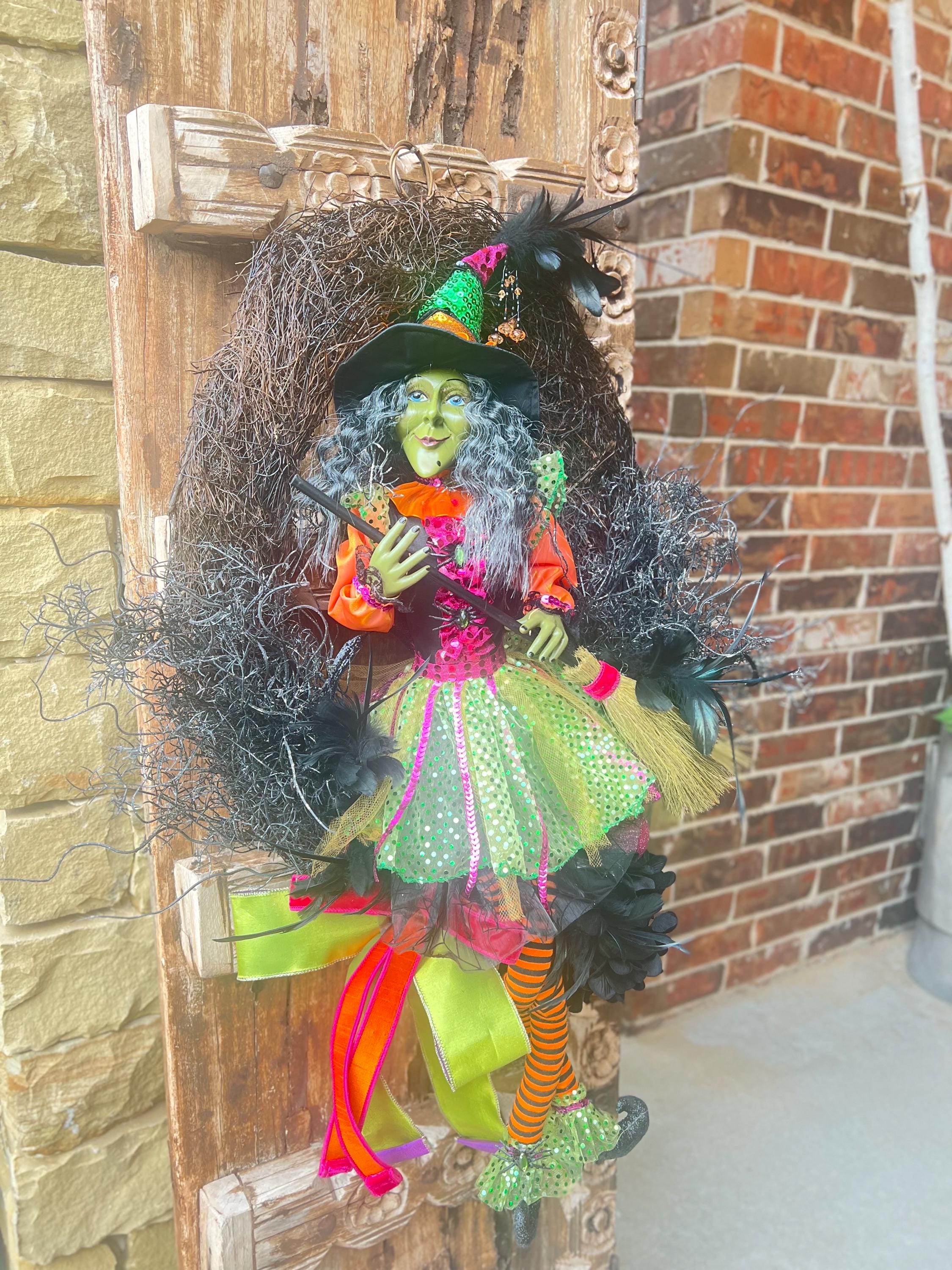 Witch Halloween Wreath High-end Whimsical Door Decor - Etsy
