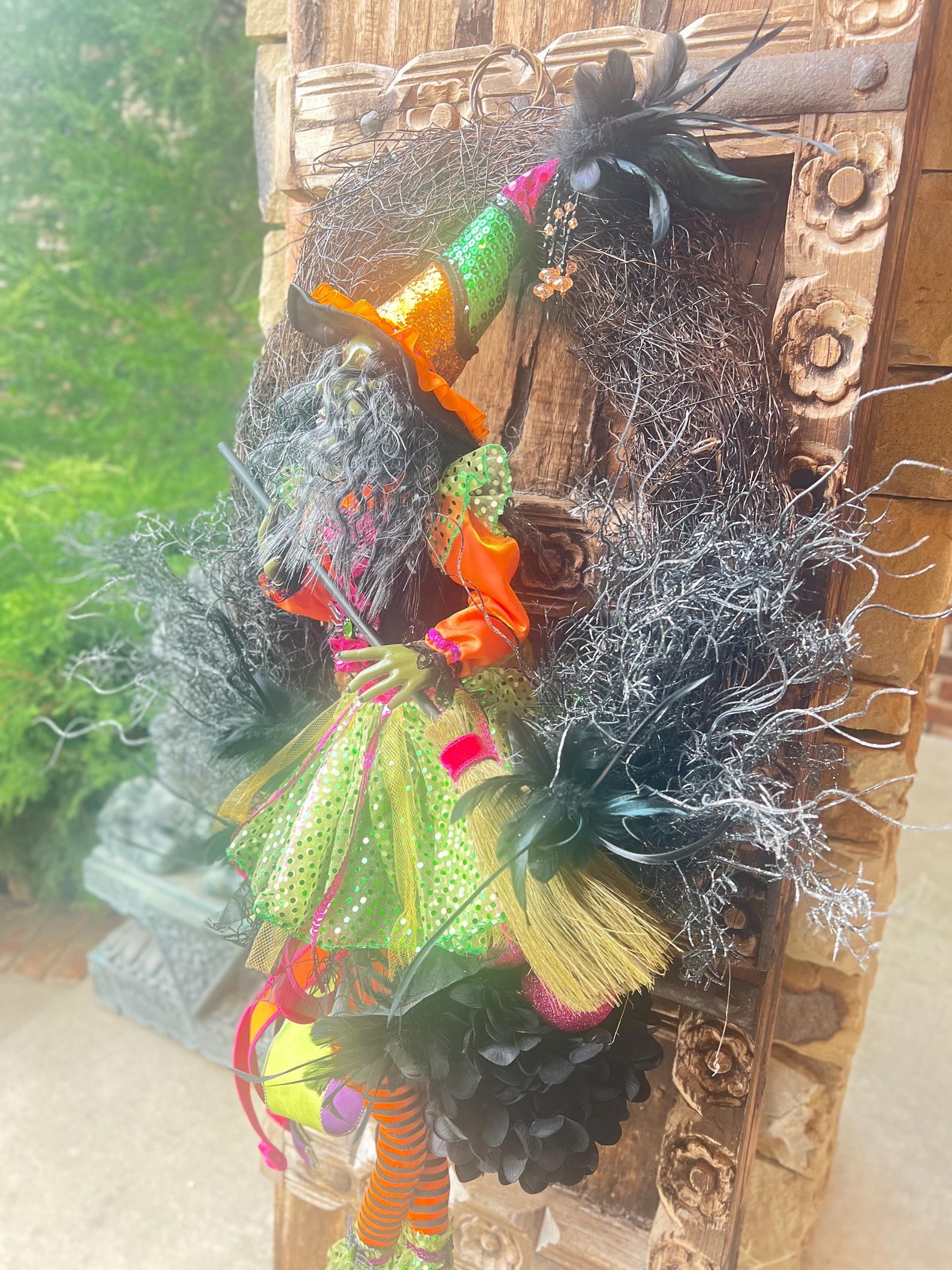 Witch Halloween Wreath High-end Whimsical Door Decor - Etsy