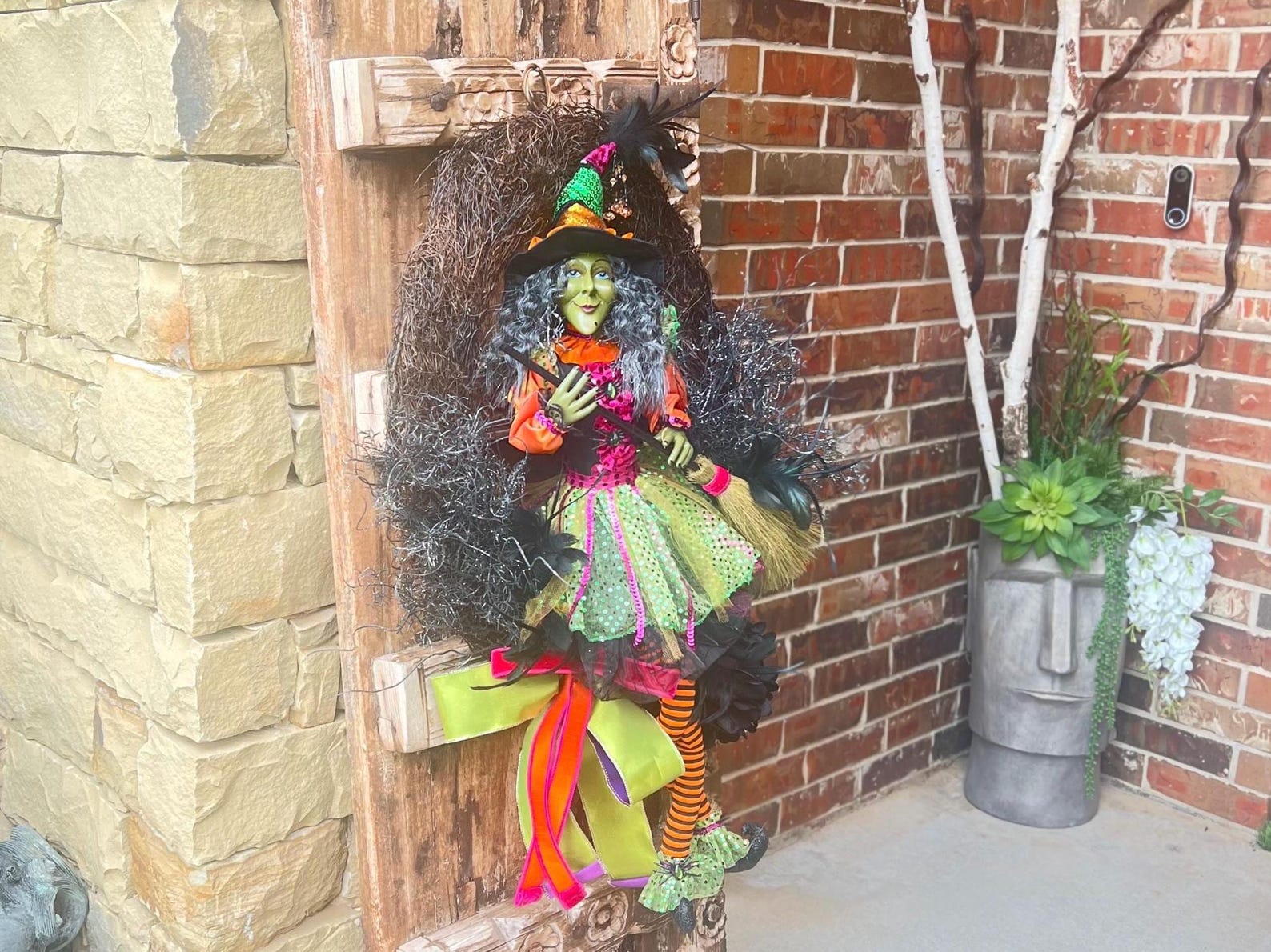 Witch Halloween Wreath High-end Whimsical Door Decor - Etsy