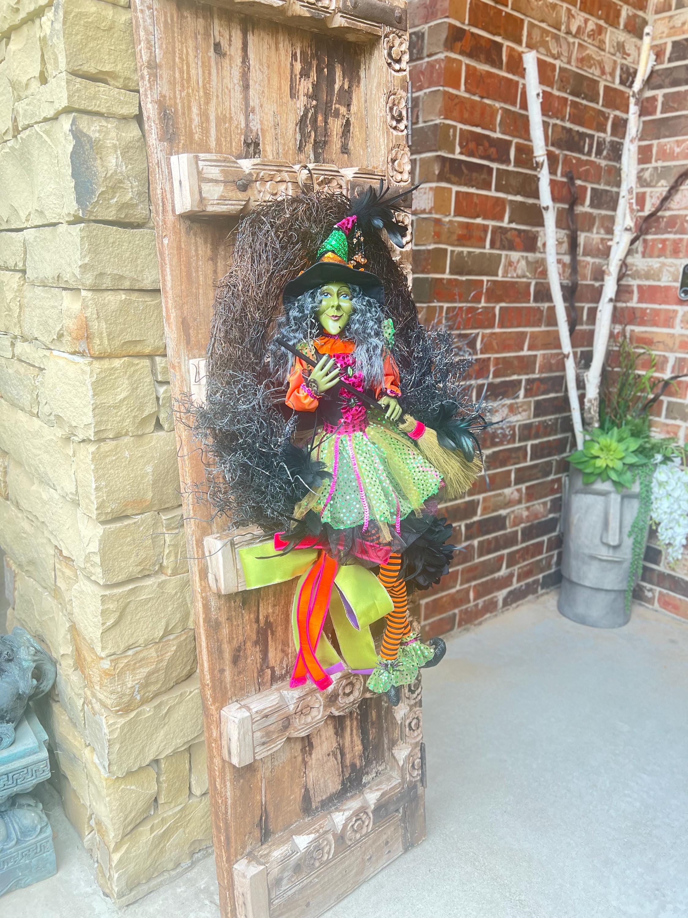 Witch Halloween Wreath High-end Whimsical Door Decor - Etsy