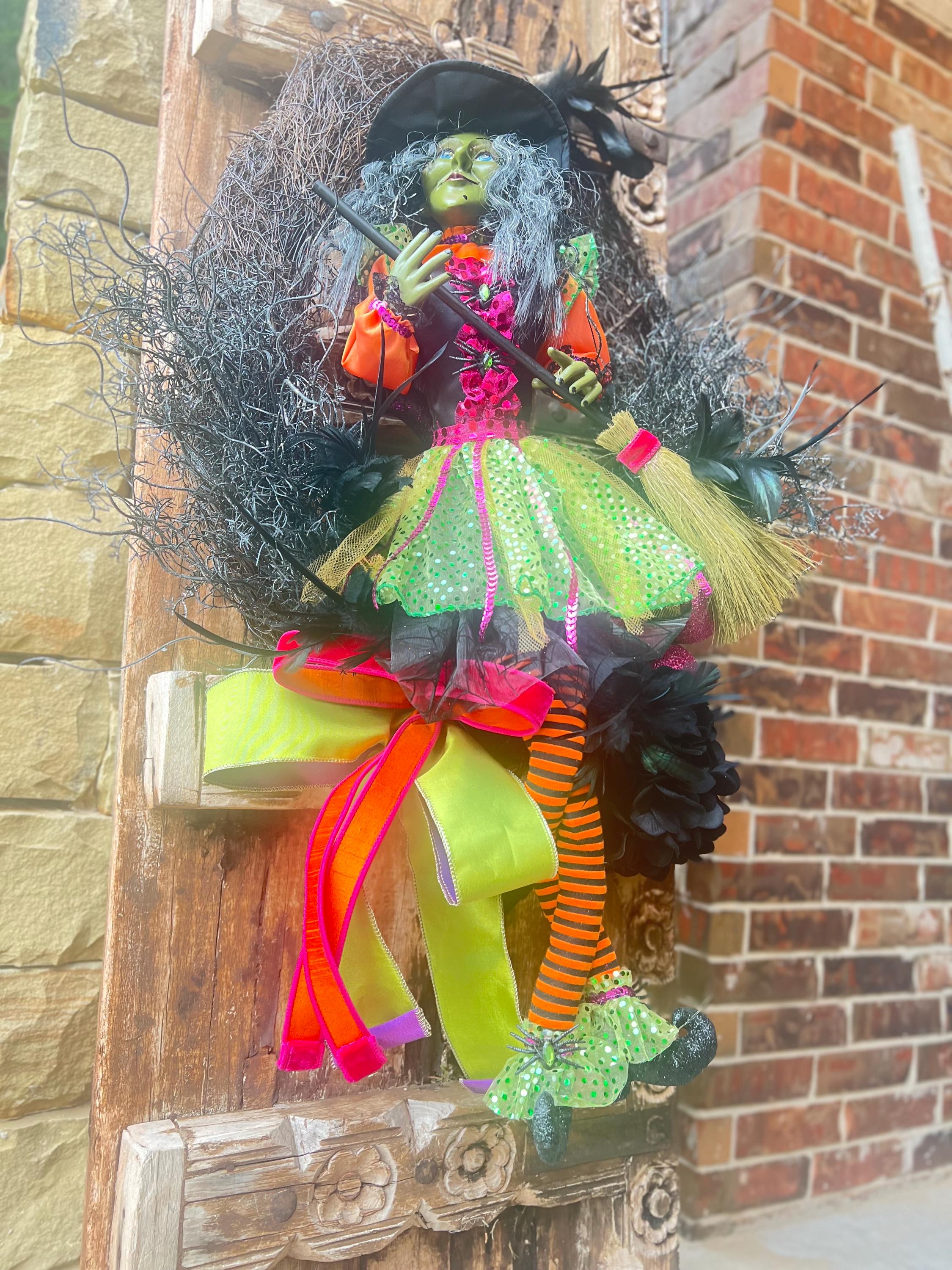 Witch Halloween Wreath High-end Whimsical Door Decor - Etsy