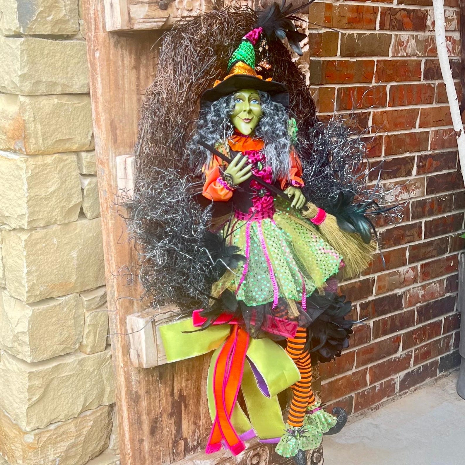 Witch Halloween Wreath High-end Whimsical Door Decor - Etsy