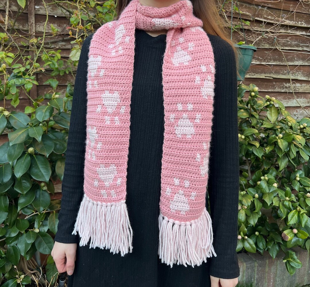 Crochet Pawprint Scarf Pattern (DIGITAL PDF PATTERN) - Etsy