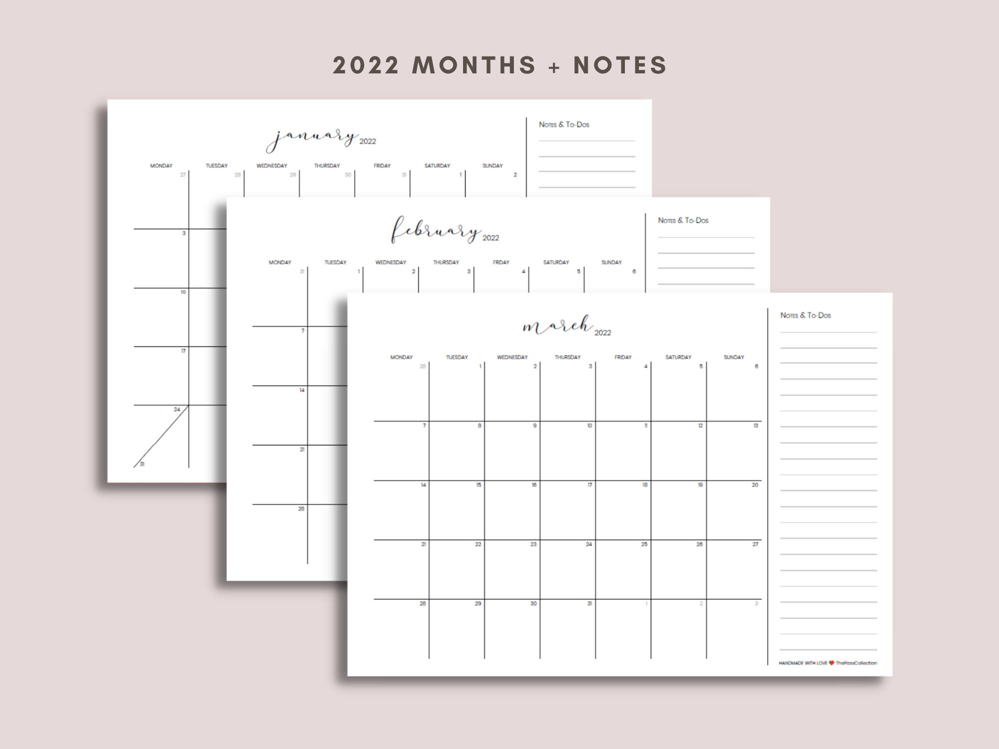 2022 Monthly Calendar With Notes, 2022 Annual Calendar With Notes/blank ...