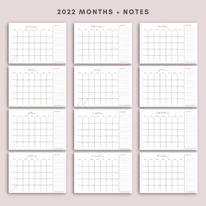 2022 Monthly Calendar With Notes, 2022 Annual Calendar With Notes/blank ...