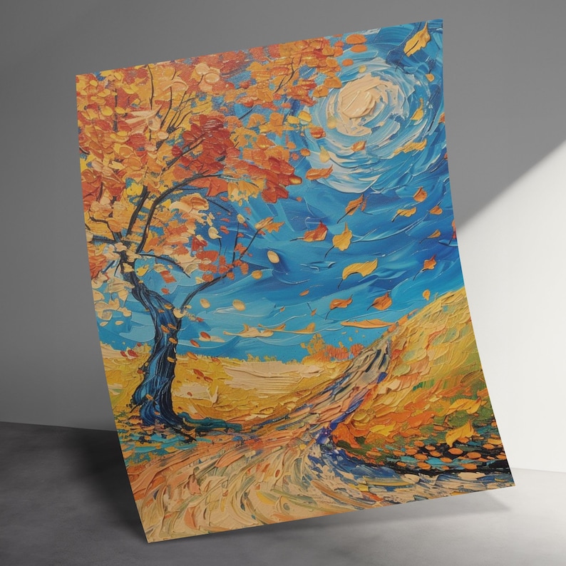 Vibrant Autumn Tree Wall Art, Unique Colorful Landscape Painting ...