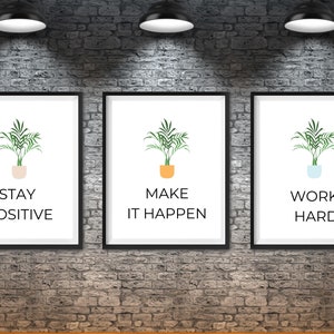 Printable Wall Art Set of 3, Office Decor Wall Art,stay Positive Work ...