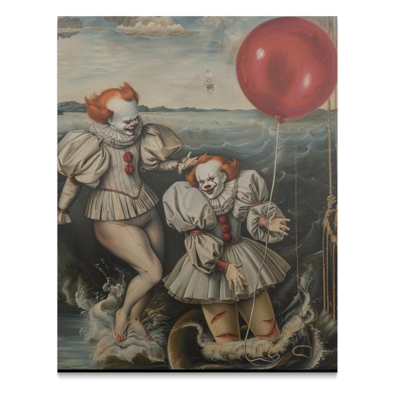 Creepy Clown Digital Art, Scary Horror Clown Illustration, Halloween ...