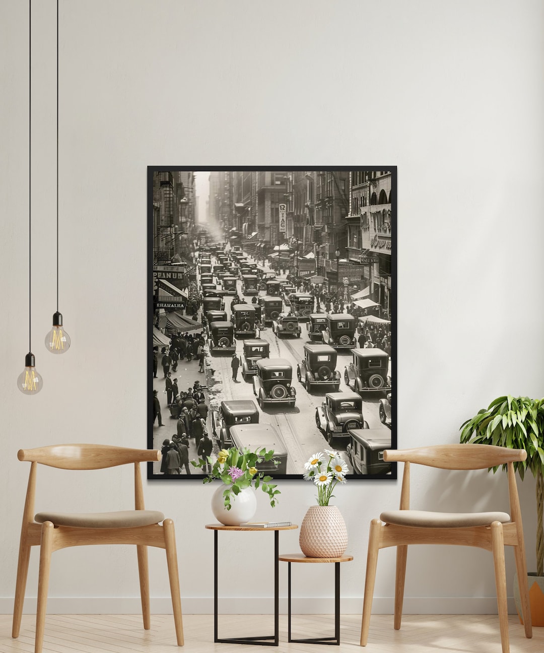 Vintage City Traffic Photo Print, Historic Cityscape Wall Art, Black ...