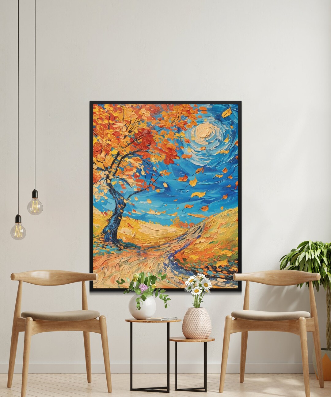 Vibrant Autumn Tree Wall Art, Unique Colorful Landscape Painting ...