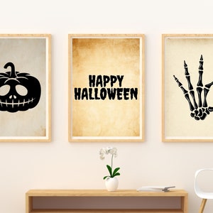 Halloween Printable Gallery Wall Art Bundle, Set of 3 Print, Antique ...