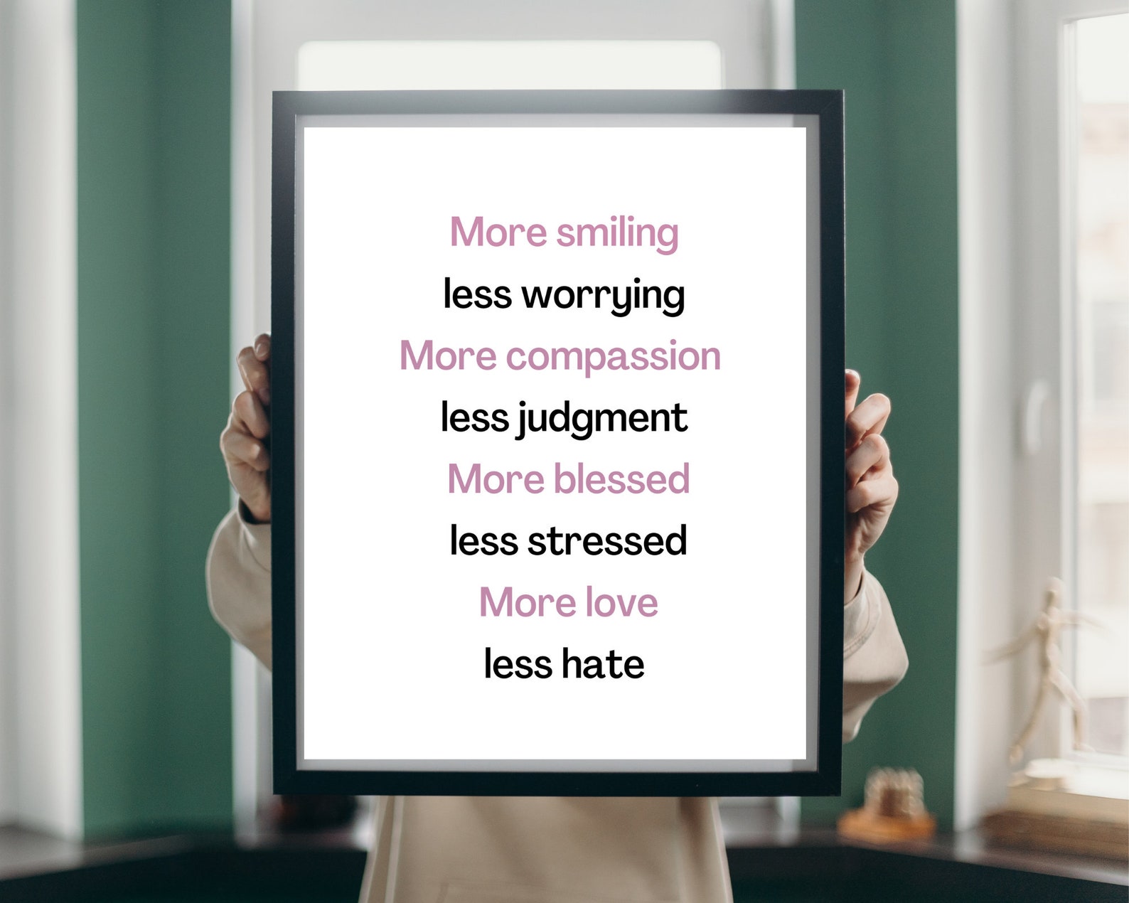 More Smiling, Less Worrying, Printable Wall Art, Inspirational Quote ...