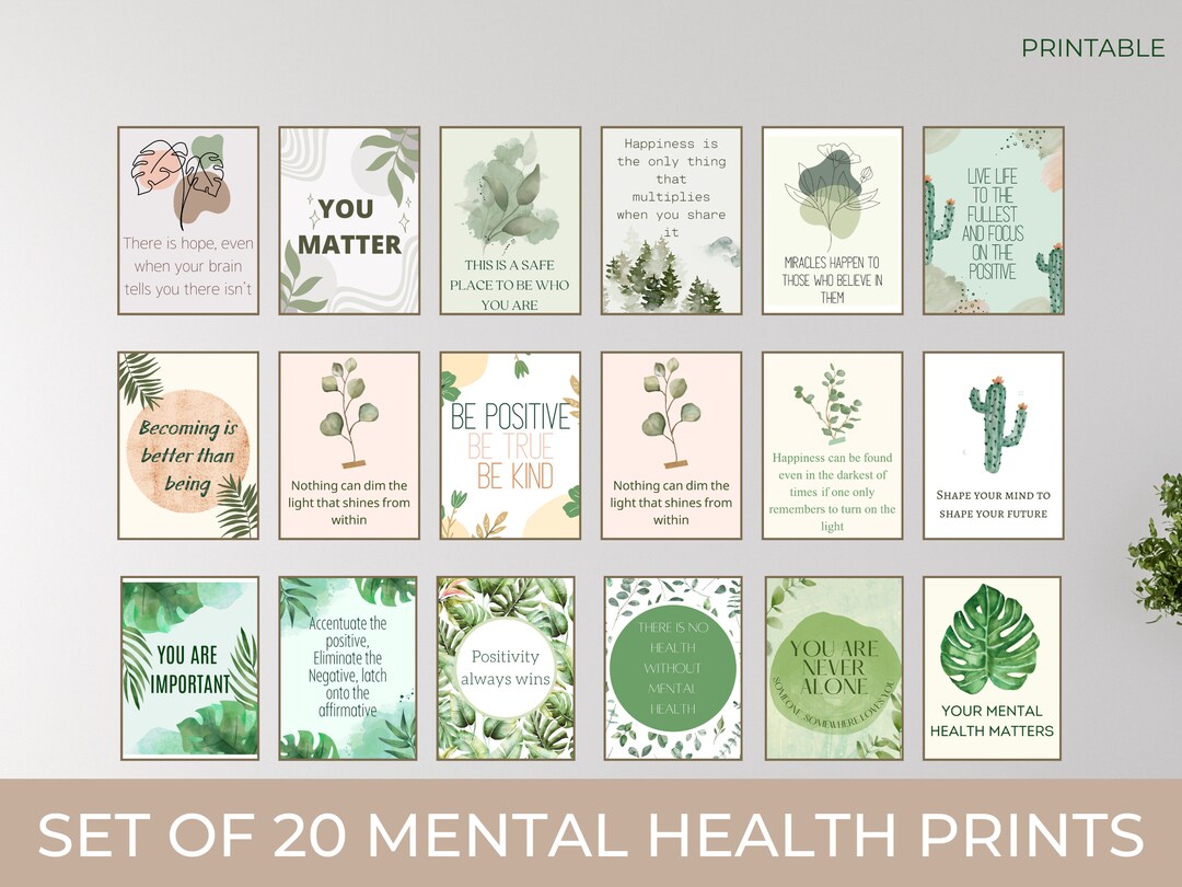 Set of 20 Therapist Office Decor, Social Worker Posters, Therapy Wall ...