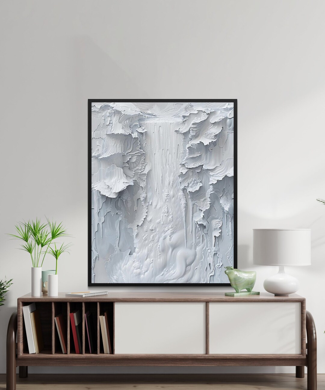 Abstract Waterfall Digital Art, Modern Decorative Wall Art, Minimalist ...