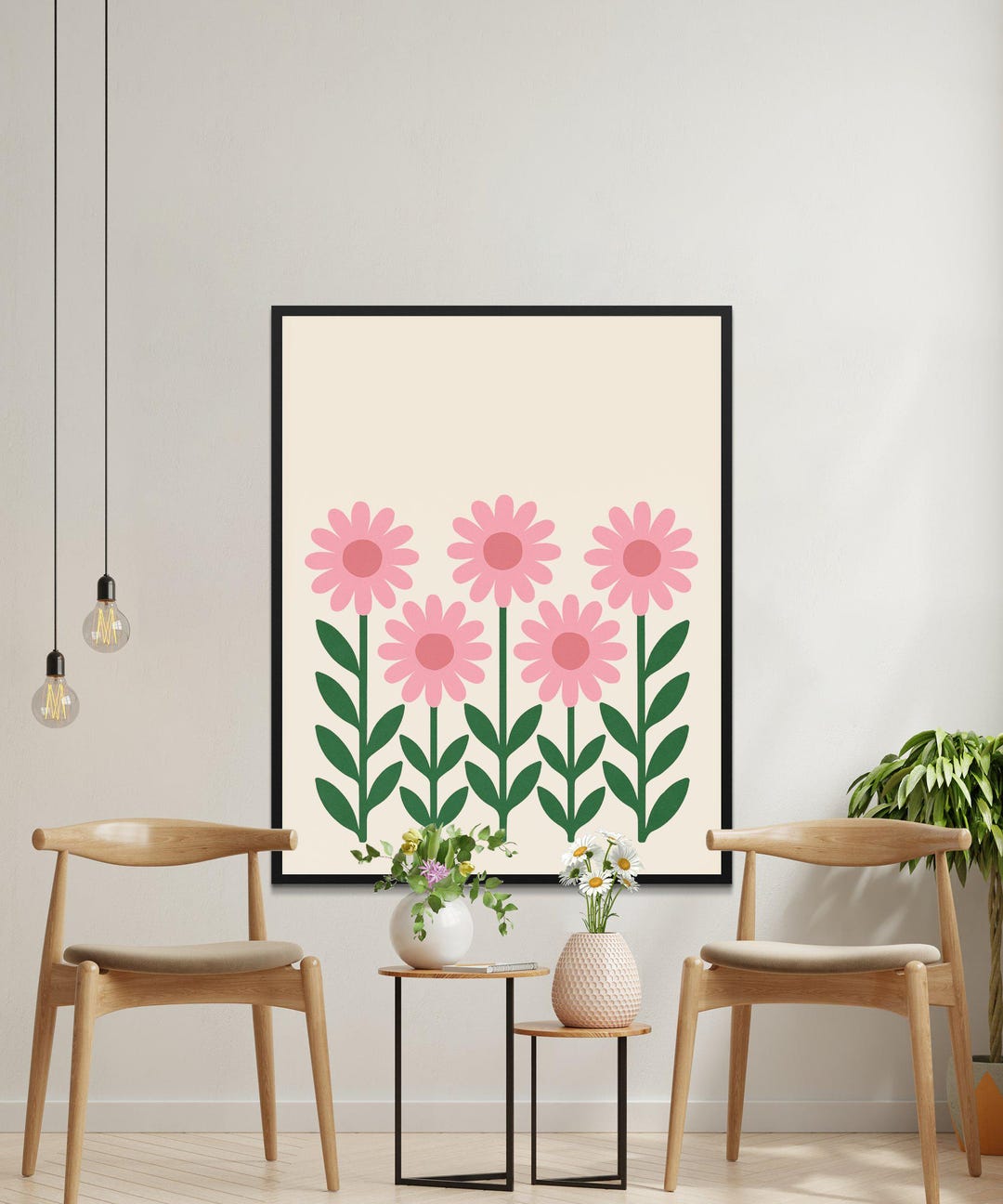 Pink Flower Art Print, Digital Wall Art, Floral Home Decor, Flower ...