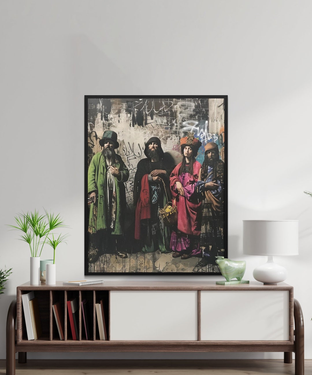 Vintage Street Art Digital Print, Renaissance Style Characters Wall Art ...