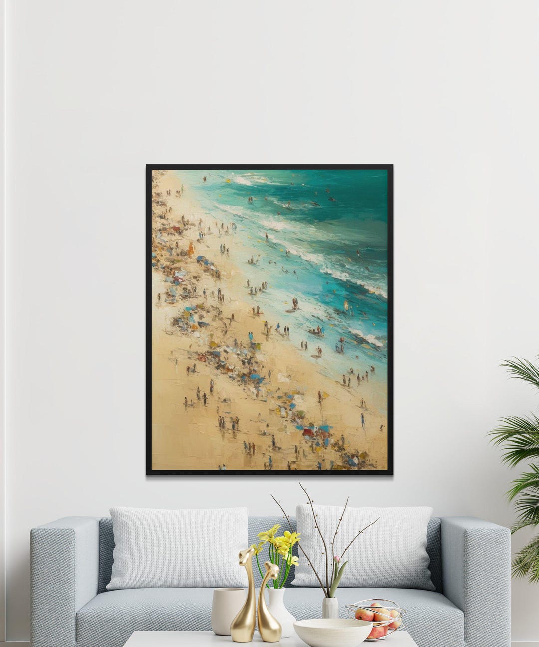 Beach Scene Wall Art, Coastal Decor Print, Digital Download, Beach Day ...