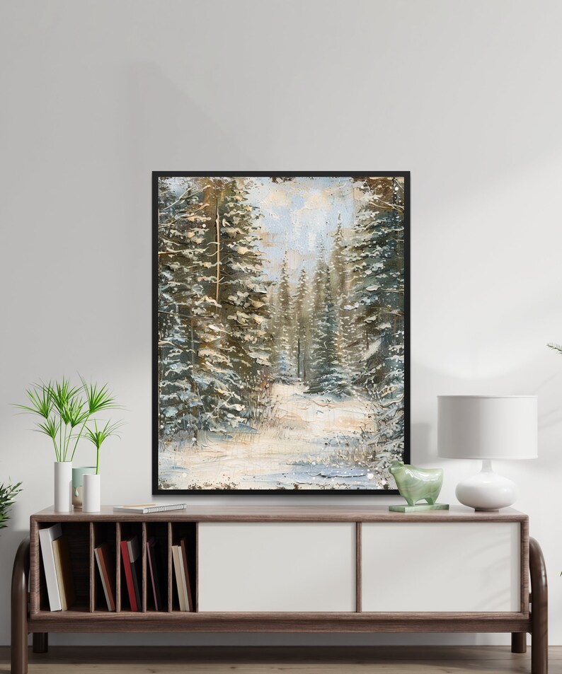 Winter Forest Painting Digital Download, Snowy Landscape Art Print ...