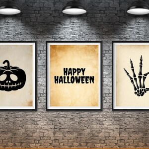 Halloween Printable Gallery Wall Art Bundle, Set of 3 Print, Antique ...
