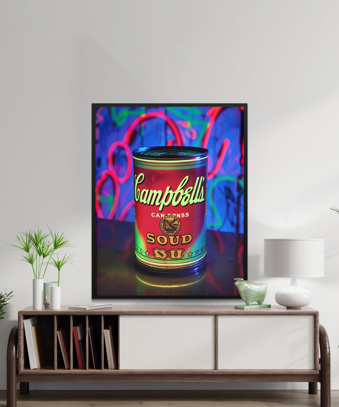 Vibrant Pop Art Soup Can Digital Print, Retro Neon Art, Modern Wall ...