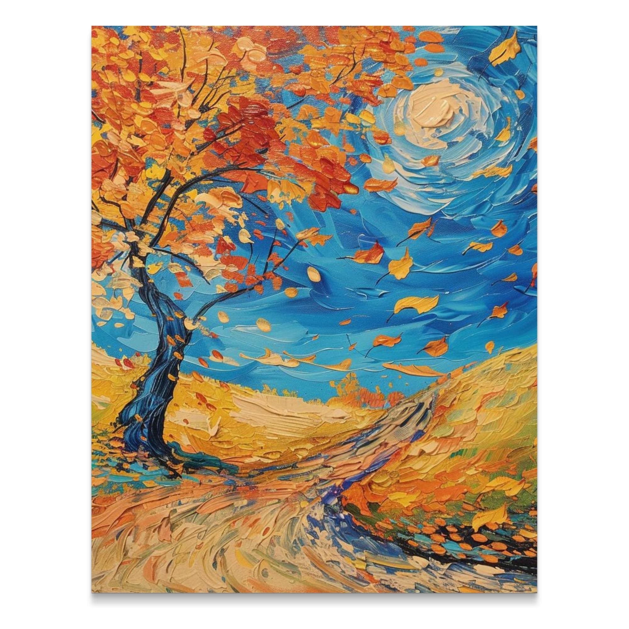 Vibrant Autumn Tree Wall Art, Unique Colorful Landscape Painting ...