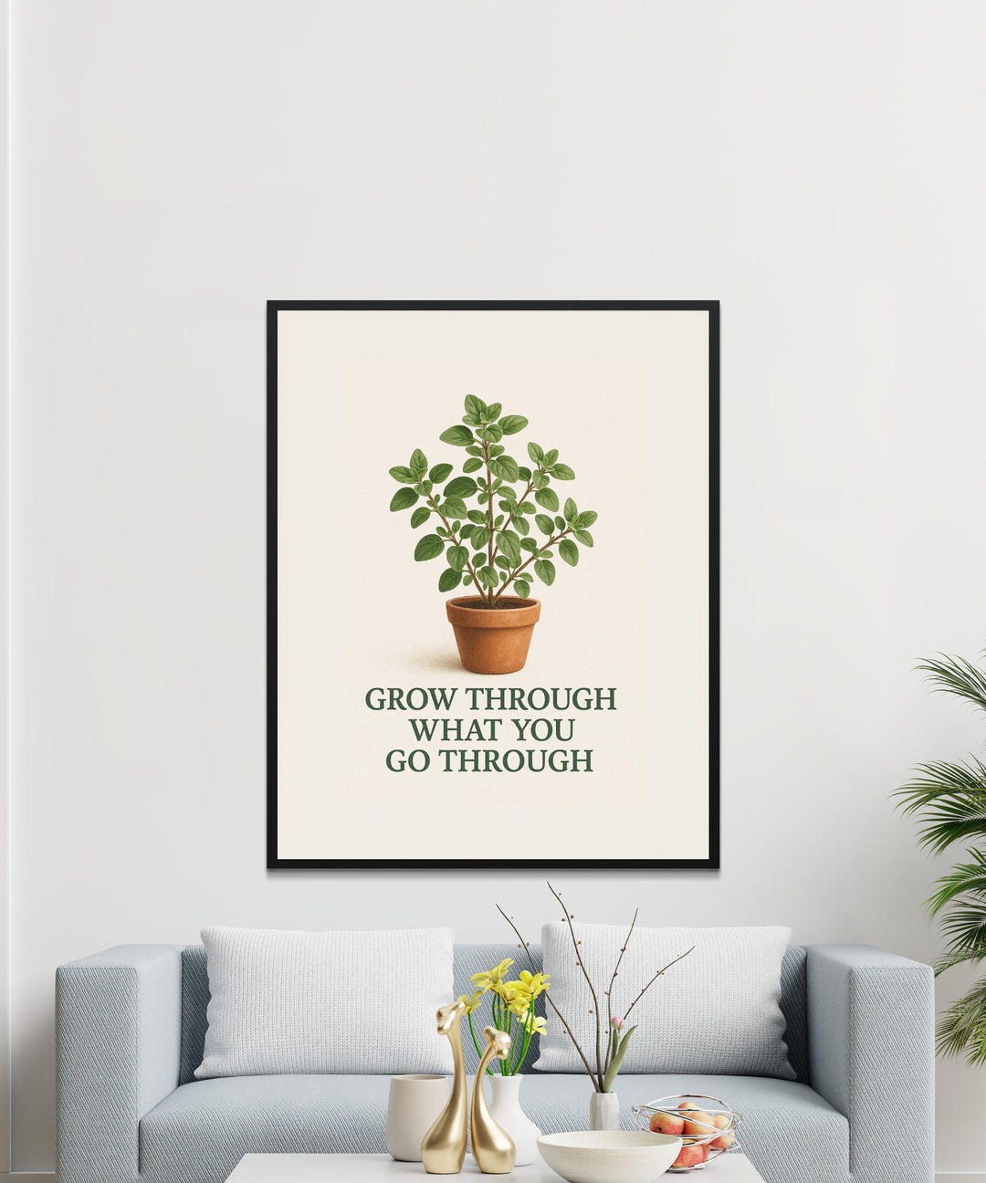 Inspirational Plant Wall Art, Grow Through What You Go Through Print ...