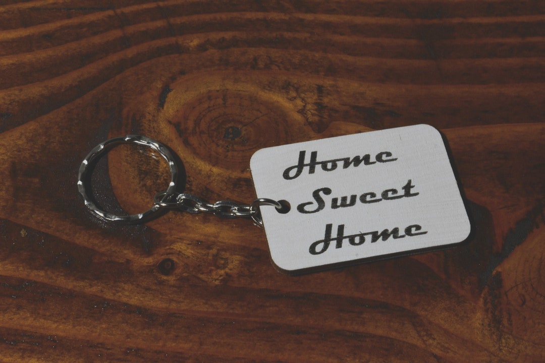 Home Sweet Home Engraved Wood Keychain - Etsy