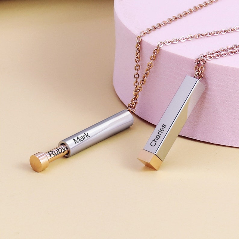 Personalized Mixed Color Stainless Steel Bar Necklace Custom - Etsy