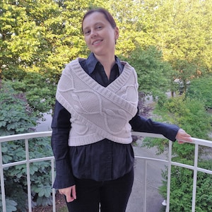 Crossover Wrap Vest Knitting Pattern, Cable Leaf Outlander Shawl With ...