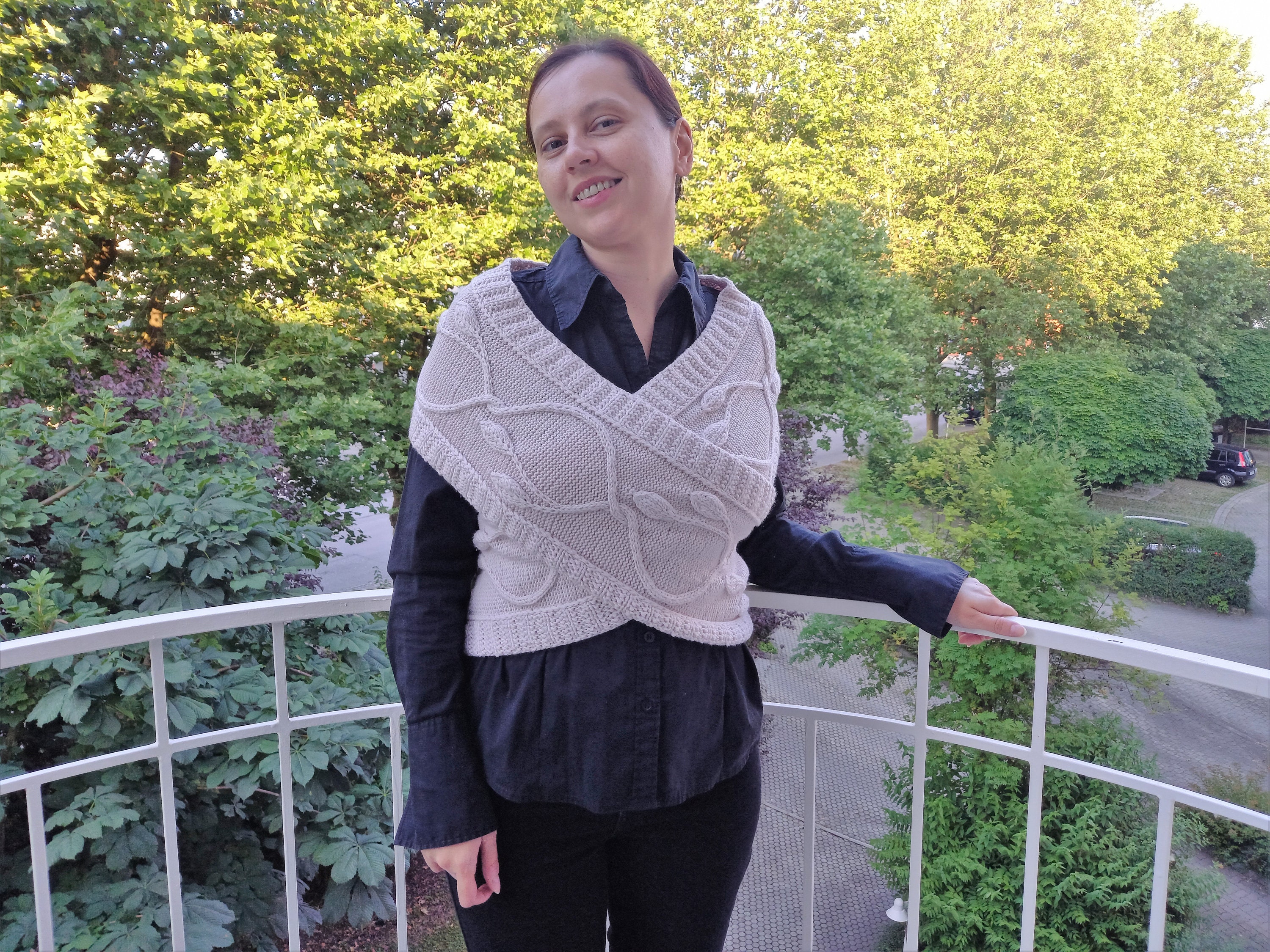 Crossover Wrap Vest Knitting Pattern, Cable Leaf Outlander Shawl With ...