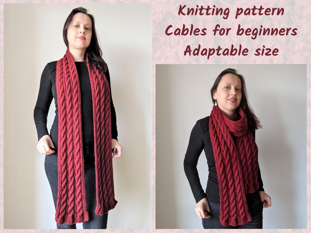 Knitting Pattern Simple Cable Scarf for Beginner Knitters - Etsy