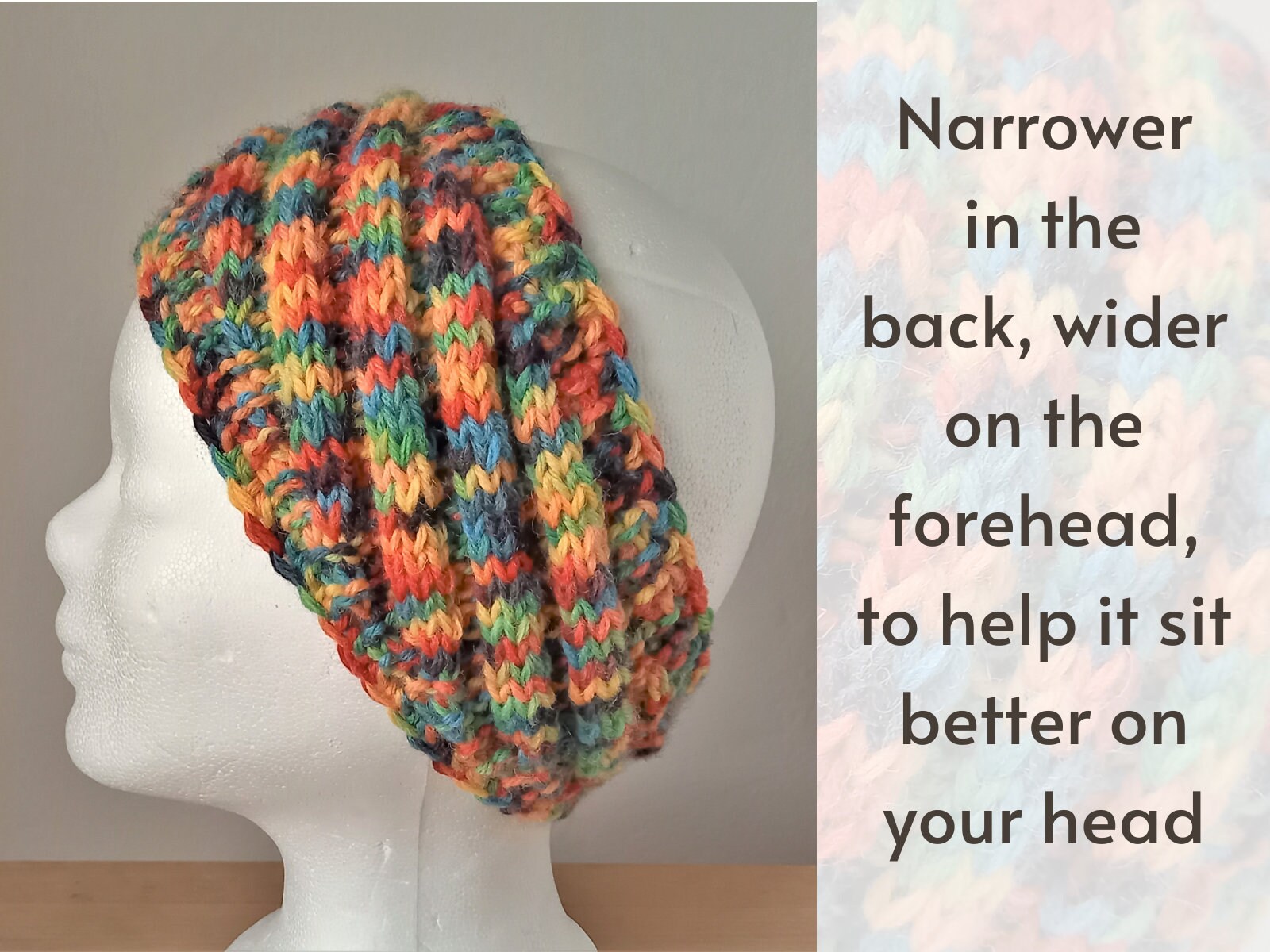 Headband Knitting Pattern With Diagonal Cables, for Variegated Colorful ...