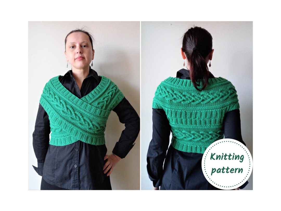 Crossover Wrap Knitting Pattern, Women's Cable Vest Convertible to ...