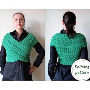 Crossover Wrap Knitting Pattern, Women's Cable Vest Convertible to Infinity Scarf or Hooded Cowl ...