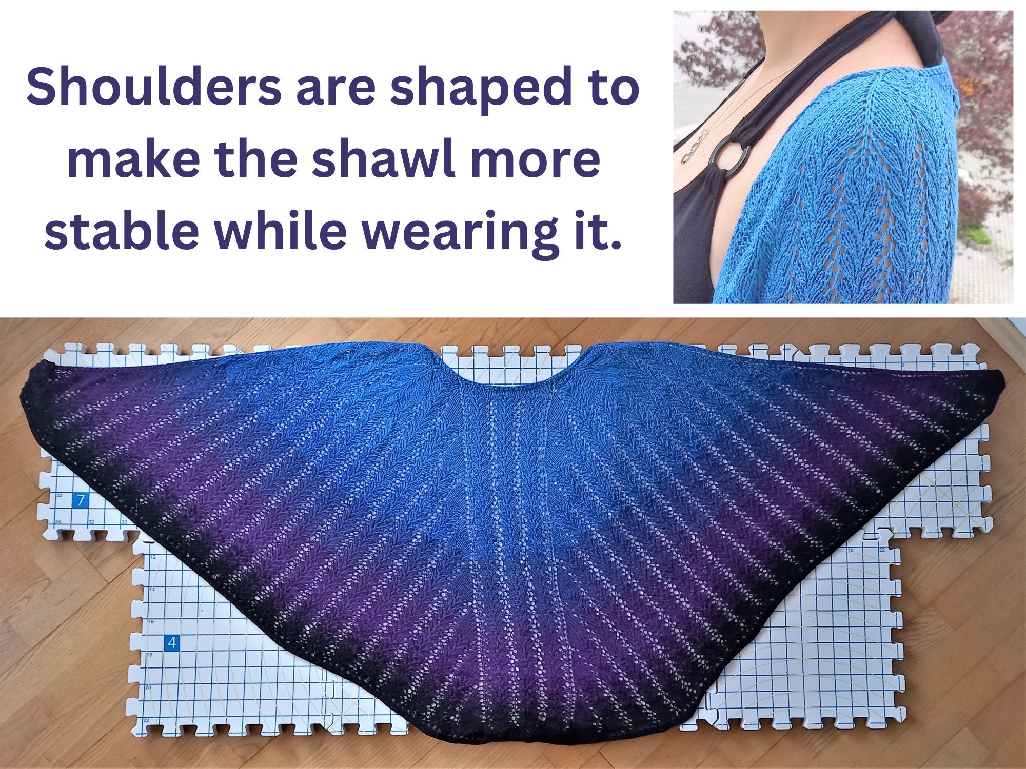 Knitting Pattern for a Triangle Shawl With Shoulders, Top Down Beach ...