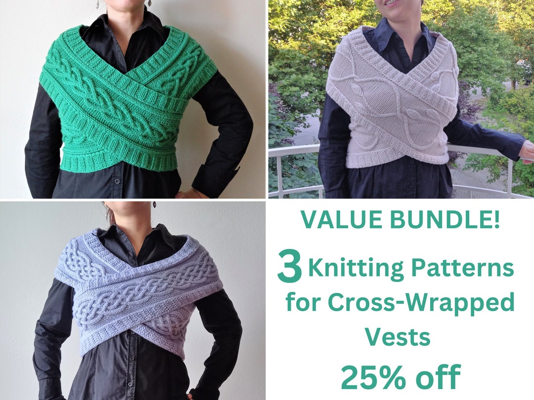 Bundle 3 Cross Body Wrap Vest Knitting Patterns Outlander - Etsy