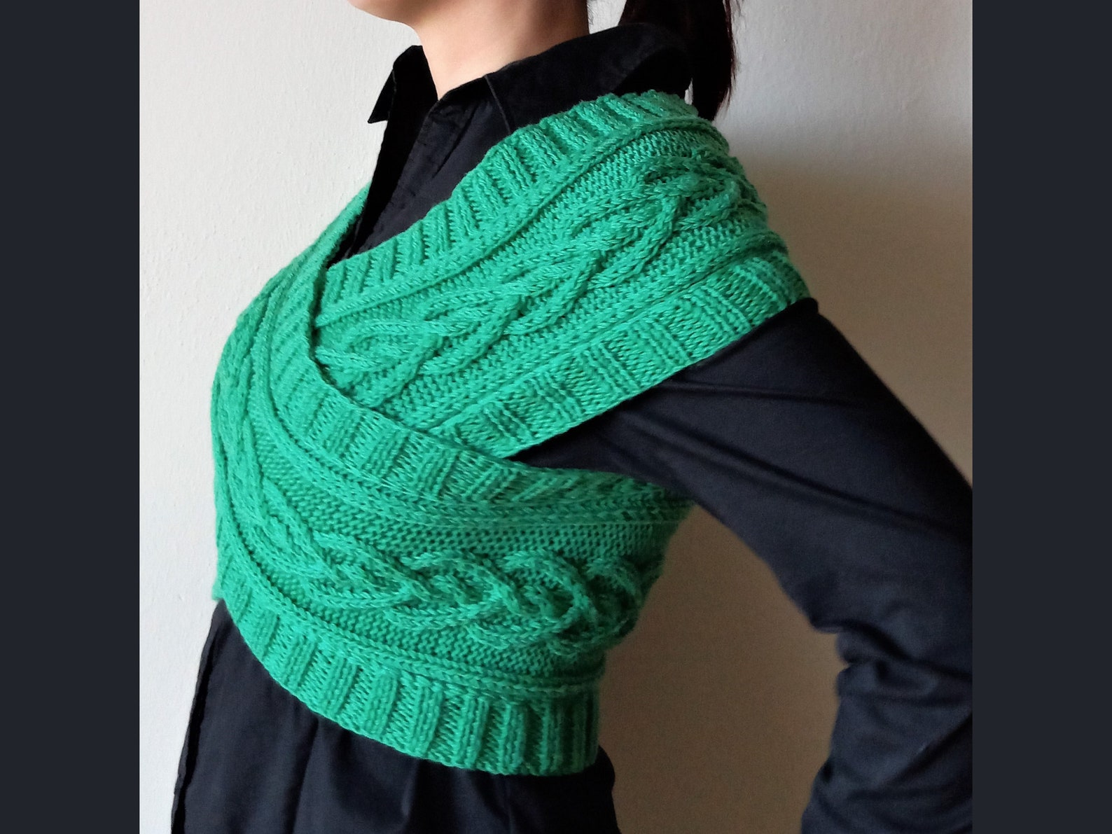 Crossover Wrap Knitting Pattern, Women's Cable Vest Convertible to ...