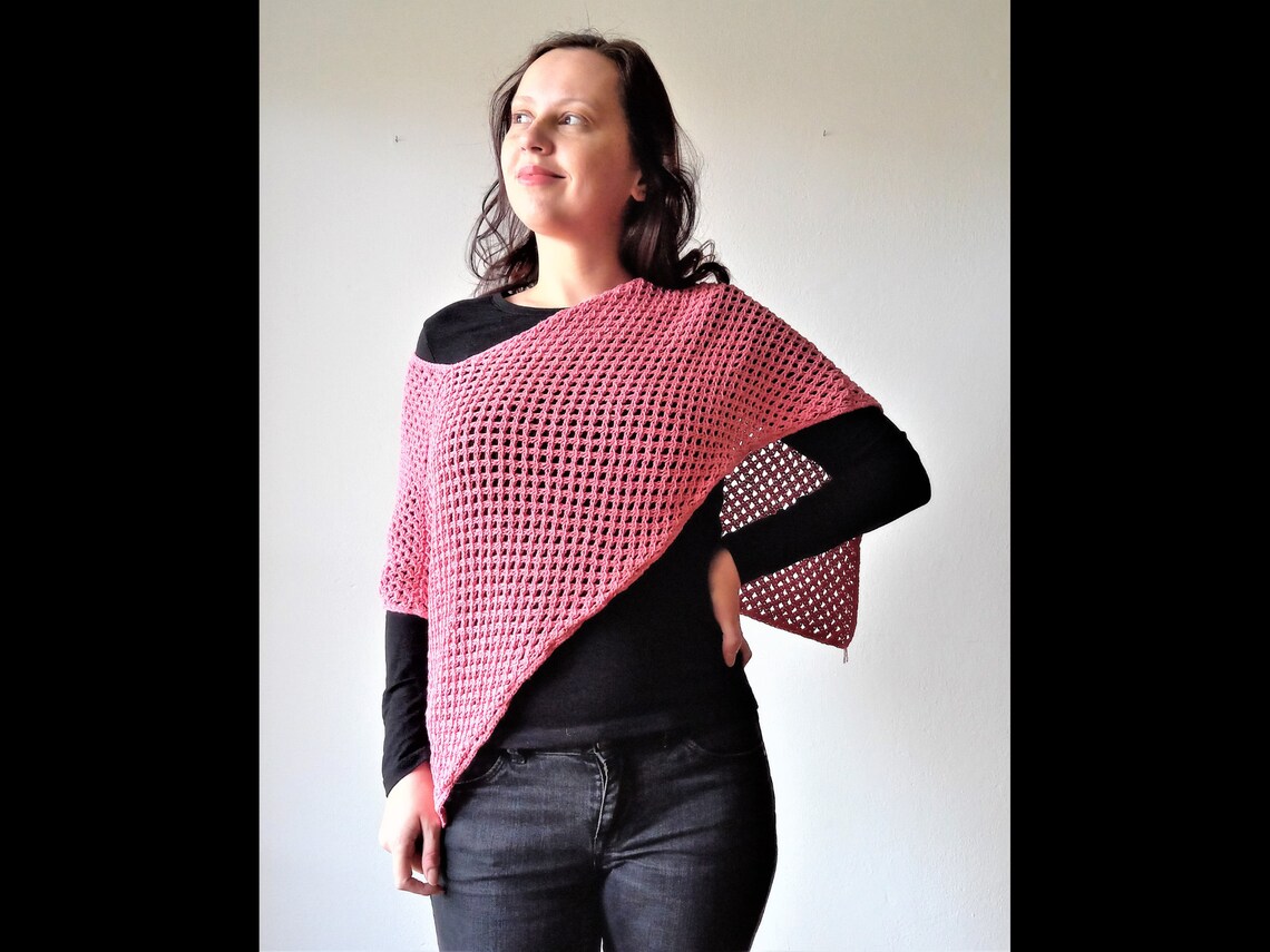 Summer Lace Poncho Knitting Pattern, Vegan Easy Knit Pattern for ...