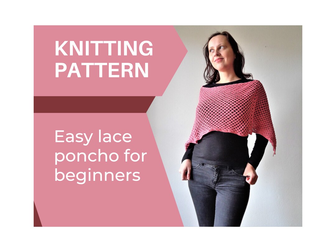 Summer Lace Poncho Knitting Pattern, Vegan Easy Knit Pattern for ...