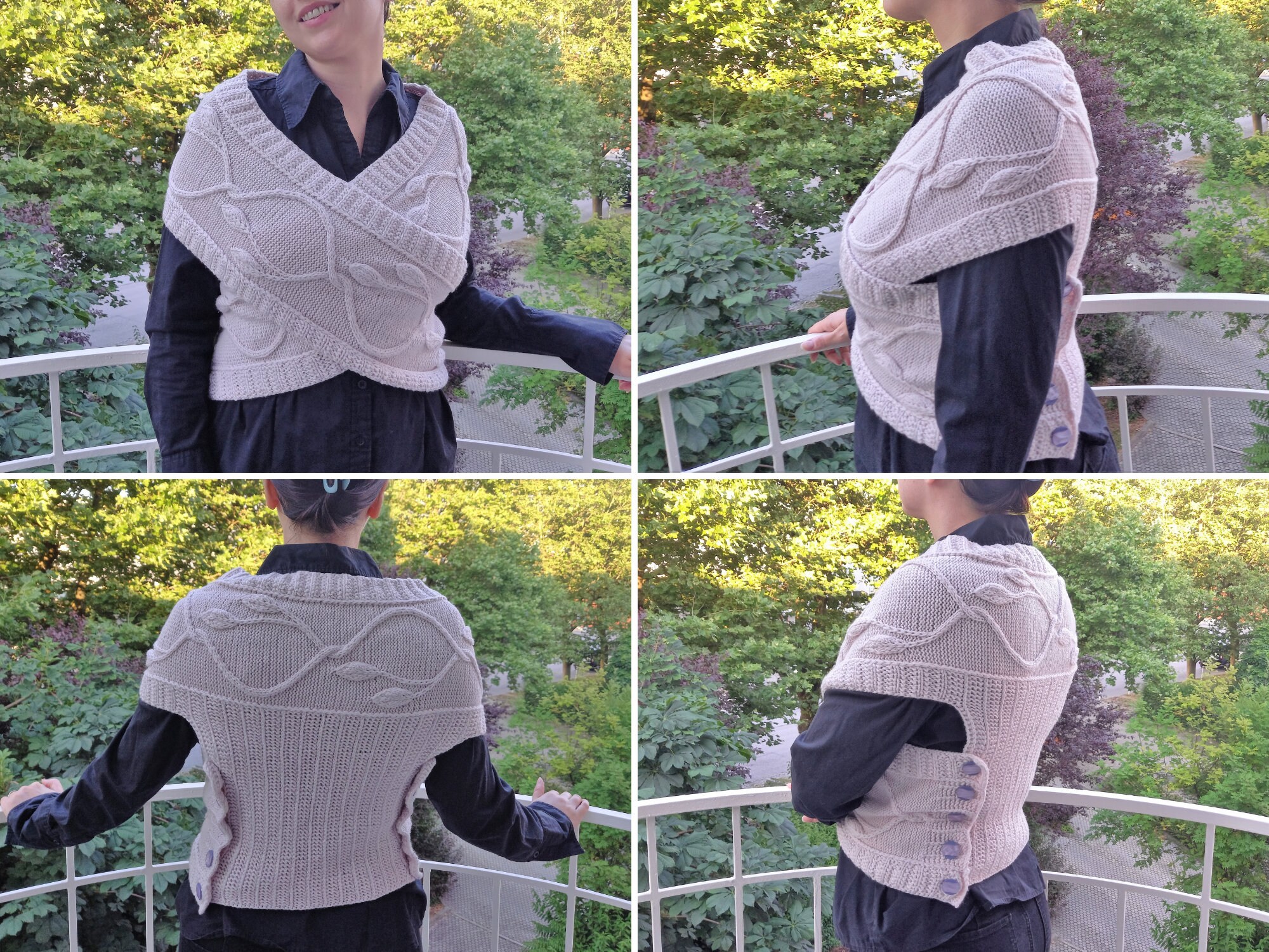 Crossover Wrap Vest Knitting Pattern Cable Leaf Outlander - Etsy