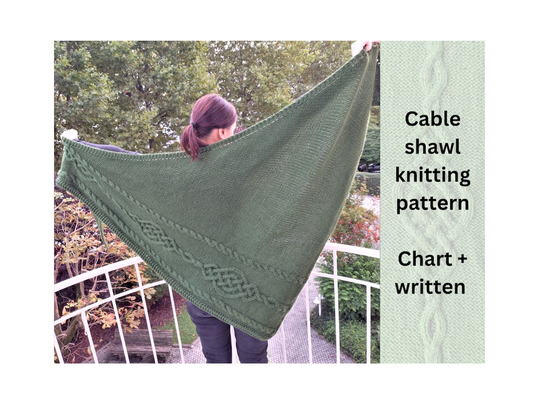 Celtic Cable Triangle Shawl Knitting Pattern, Instant Download Pdf ...