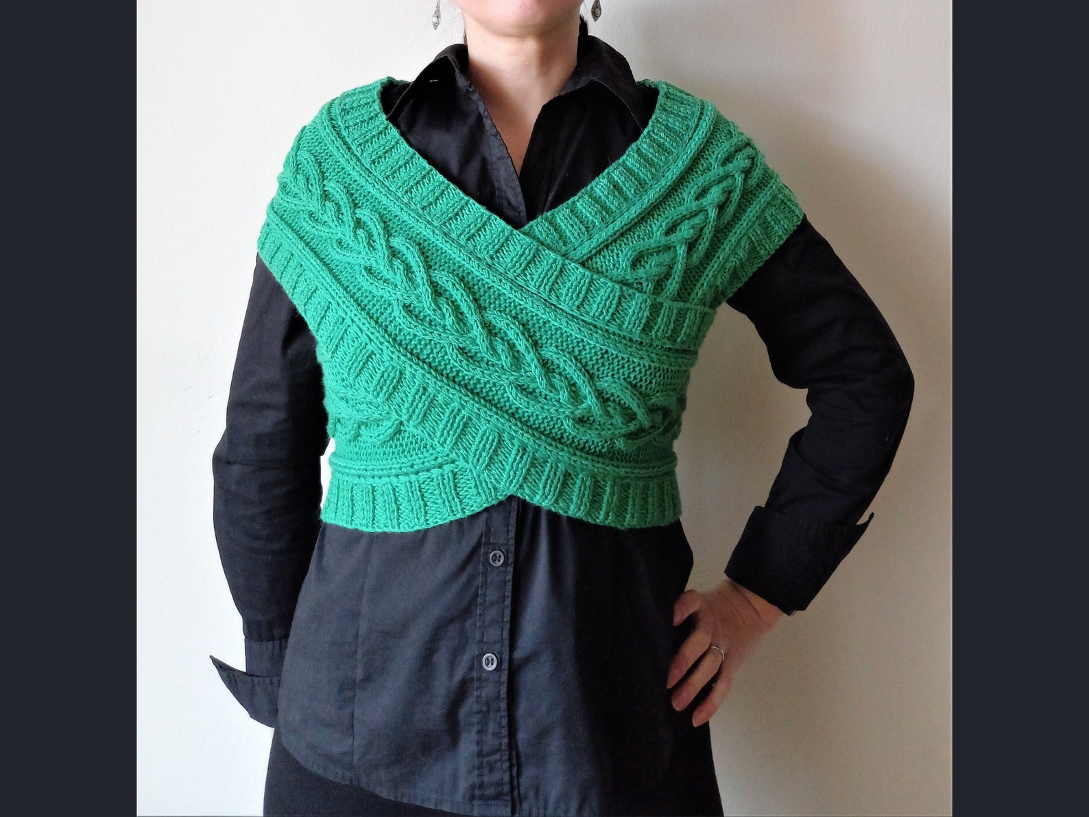 Crossover Wrap Knitting Pattern, Women's Cable Vest Convertible to ...