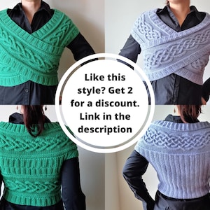 Crossover Wrap Knitting Pattern, Women's Cable Vest Convertible to ...