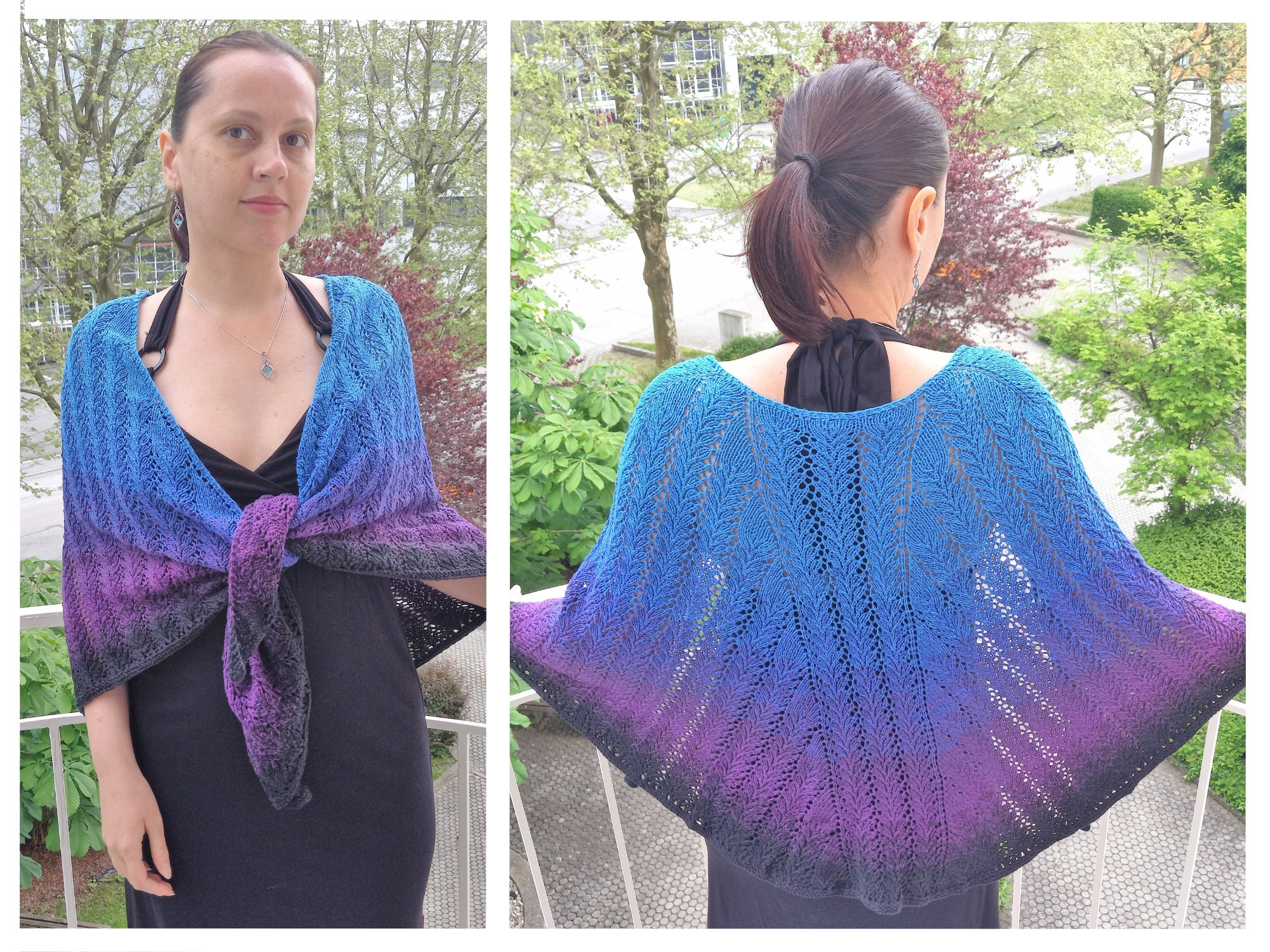 Knitting Pattern for a Triangle Shawl With Shoulders, Top Down Beach ...