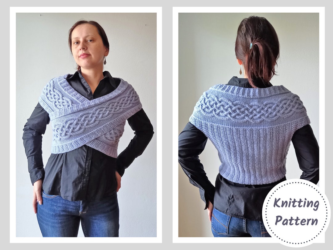 Cross Body Wrap Vest Knitting Pattern Aran Wrap With Celtic - Etsy